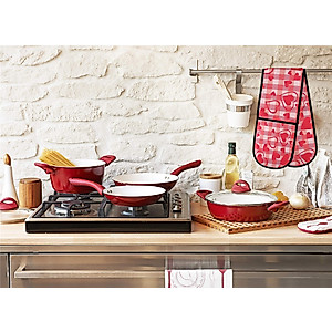 Valentines Mother's Day Double Oven Mitt 7 X 35 in Plaid Hearts Love Oven Gloves Mitts Heat Insulation Home Kitchen Cooking for Pot Holder BBQ Grilling Baking Decor Gifts