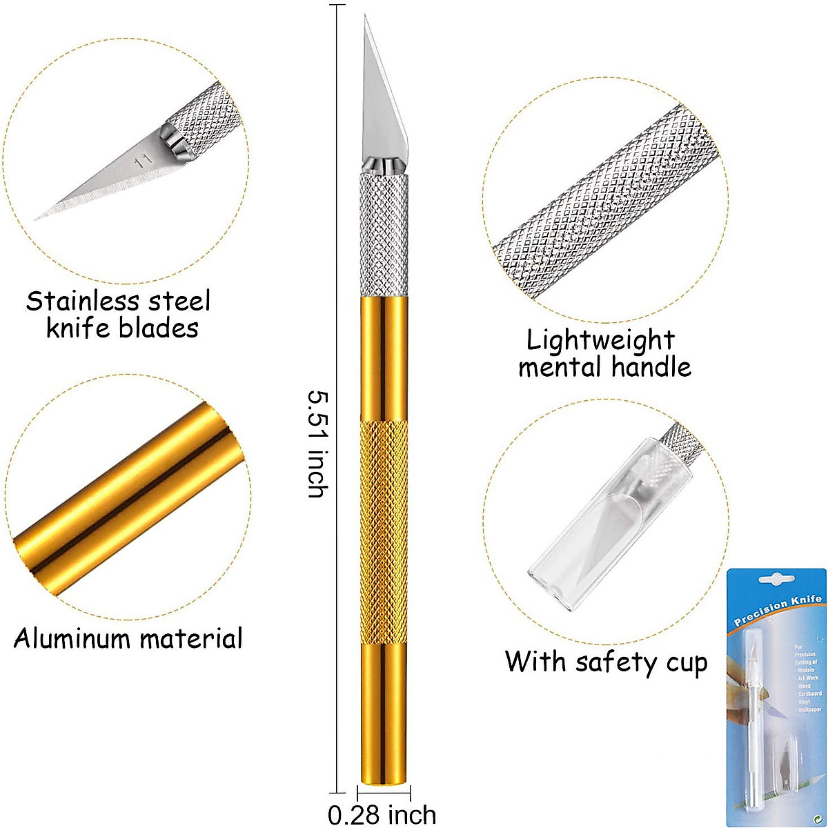 1 Pieces Craft Knife Hobby Knife with 11 Pieces Stainless Steel Blades Kit for Cutting Carving Scrapbooking Art Creation (purple)