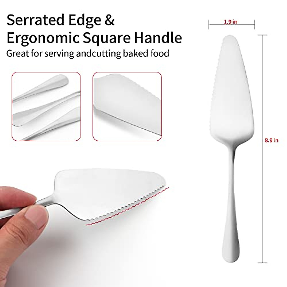 10 Pack Stainless Steel Cake Server, Stainless Steel Pie Machine Cake Rack Handle Scraper Slot Pizza Machine Cutting Knife Professional Shovel Server by sansheng