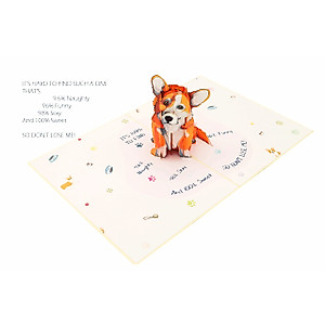 OPOPUP Corgi Dog Pop Up Card come Magic Flying Butterfly- Card Dog Loving Friends, Christmas, Birthday, Thank You Card, Mother's Day, Father's Day, All Occasions.