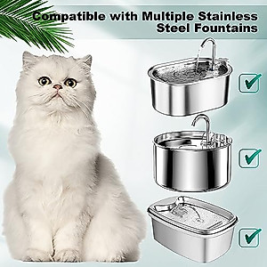 Paterr 64 Pack Cat Water Fountain Filters with 64 Sponges Pet Fountain Replacement Filters for Stainless Steel 108oz/3L, 67oz/2L Pet Fountain