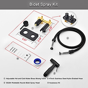 Senhozi Matte Black Bidet Sprayer for Toilet, Warm Water Handheld Bidet Sprayer with Hot and Cold Mixing Valve, Bidet Attachment for Toilet, SE-0002-2-BK