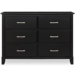 Dream On Me Universal Double Dresser In Black, Kids Bedroom Dresser, Six Drawers Dresser, Mid-Century Modern, Made Of Solid, Sustainable Pinewood, Easy Assembly