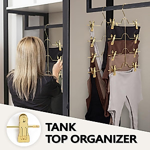 Skirt Hangers with Clips, Gold Hangers, 3 Pack Multi Pants Hangers, Best Skirt Hangers for Women with 360° Swivel Hook, Legging Hanger Space Saving