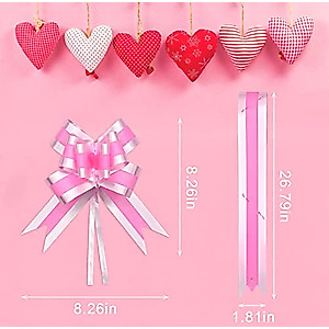 60 Pieces Large Pull Bows for Gift Wrapping, Birthday Gift Wrap Ribbon Pull Bows for Gift Basket Red Pink Heart Bows Ribbon Pull Bows for Birthday Presents, Wedding Baskets, Christmas Decoration