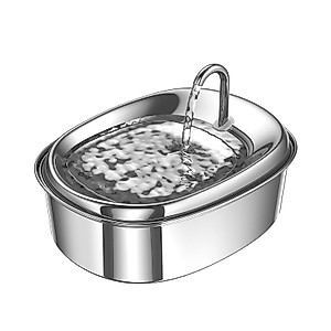 Veken Innovation Award Winner - 85oz/2.5L Oval Stainless Steel Pet Fountain, Automatic Cat and Dog Water Dispenser for Cats, Dogs, Cat Water Fountain, Multiple Pets