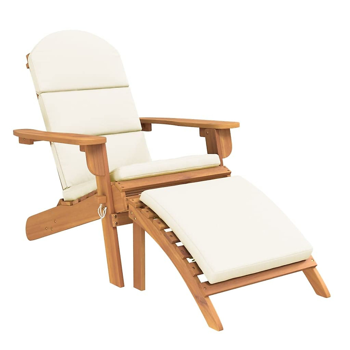 loibinfen Wooden Folding Adirondack Chair with Footrest and Cushion,Outdoor Chairs Patio Chairs Lawn Chair Wooden Patio Chair for Outside Porch Chair Fire Pit Chairs Deck Chair, -470