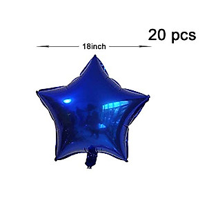 AnnoDeel 20 pcs 18inch Navy blue Star Foil Balloons, Blue Star shaped Helium Balloons Mylar Balloons for Wedding Decoration Party Balloons Birthday