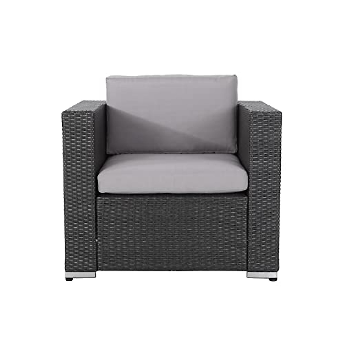 Christopher Knight Home Murano Outdoor Wicker Club Chair with Water Resistant Cushions, 2-Pcs Set, Grey / Silver