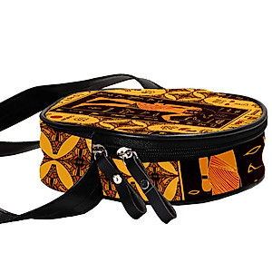 Egyptian Gods And Hieroglyphs Canvas Crossbody Bag Round shoulder Bag Circle Purse