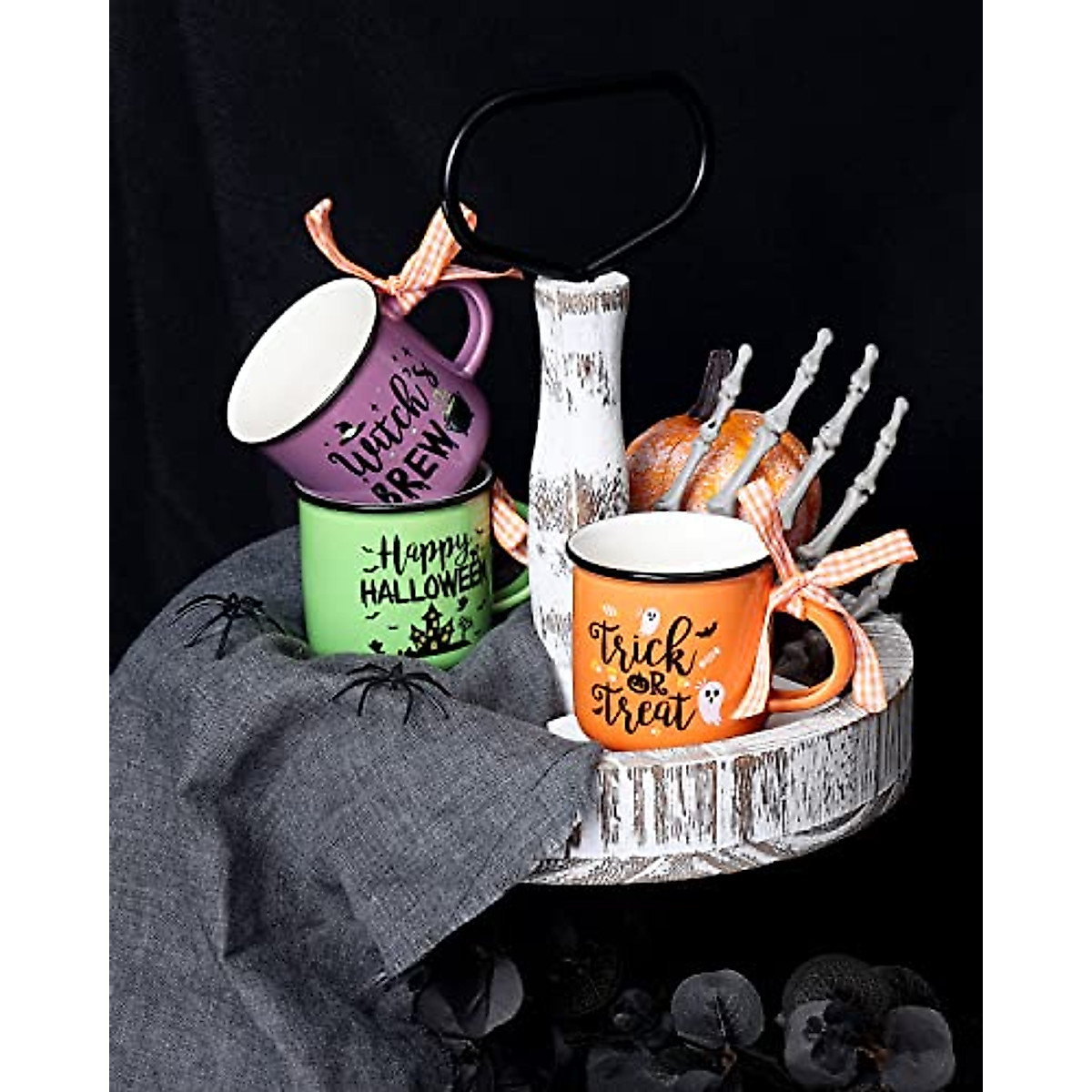 Halloween Mini Coffee Mugs Fall Kitchen Decor Witch Tiered Tray Coffee Bar Decorations Funny Novelty Espresso Fall Mugs Farmhouse Home Decor Trick or Treat Happy Halloween Coffee Mugs Gift Set of 3