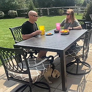 Domi 59" - 89" Expandable Patio Dining Table - Aluminum, Adjustable, Smooth-Sliding, Outdoor Furniture for 6-8 Person, Ideal for Backyard, Porch, Deck, Garden - Dark Brown,