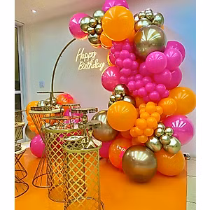 Birthday Balloons For Women Garland Kit Arch Burnt Orange Hot Pink And Gold For Party Decoration