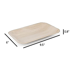 Dicunoy 35 Pack Disposable Charcuterie Boards, Mini Appetizer Serving Platters, Reusable Food Trays Palm Leaf Plates for Party, Rectangle Cocktail Dishes for Weddings, Dessert, BBQ, Sushi, 9.5" x 6"