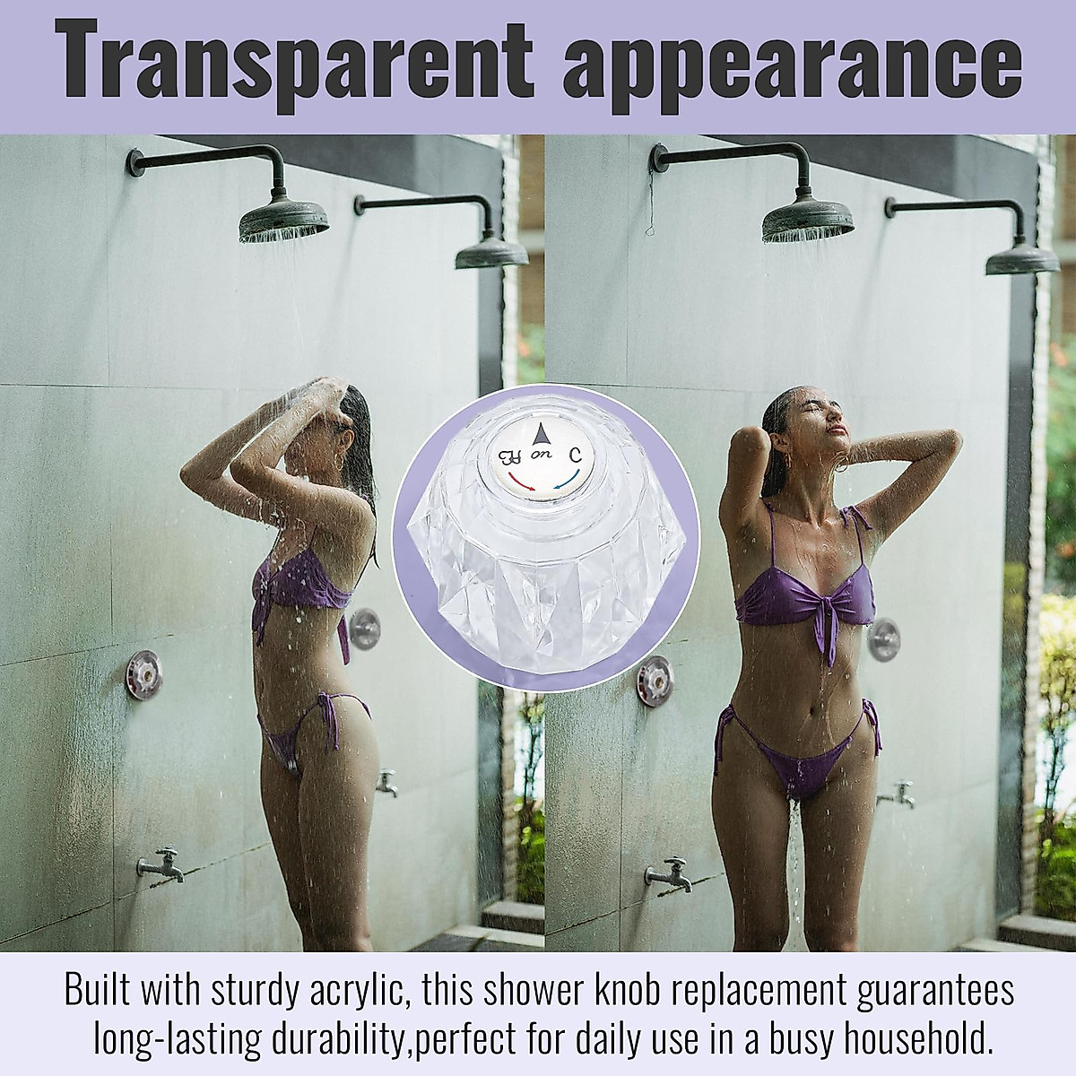 Handle Replacement for RP41661, Knob Compatible with Delta and Peerless Single Handle Bathtub Faucets, Clear Acrylic Diamond Shape Shower Kit