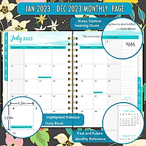 2023 Planner - Planner/Calendar 2023, Jan.2023 - Dec.2023, 2023 Planner Weekly & Monthly with Tabs, 6.3" x 8.4", Hardcover + Back Pocket + Twin-Wire Binding, Daily Organizer - Colorful Floral