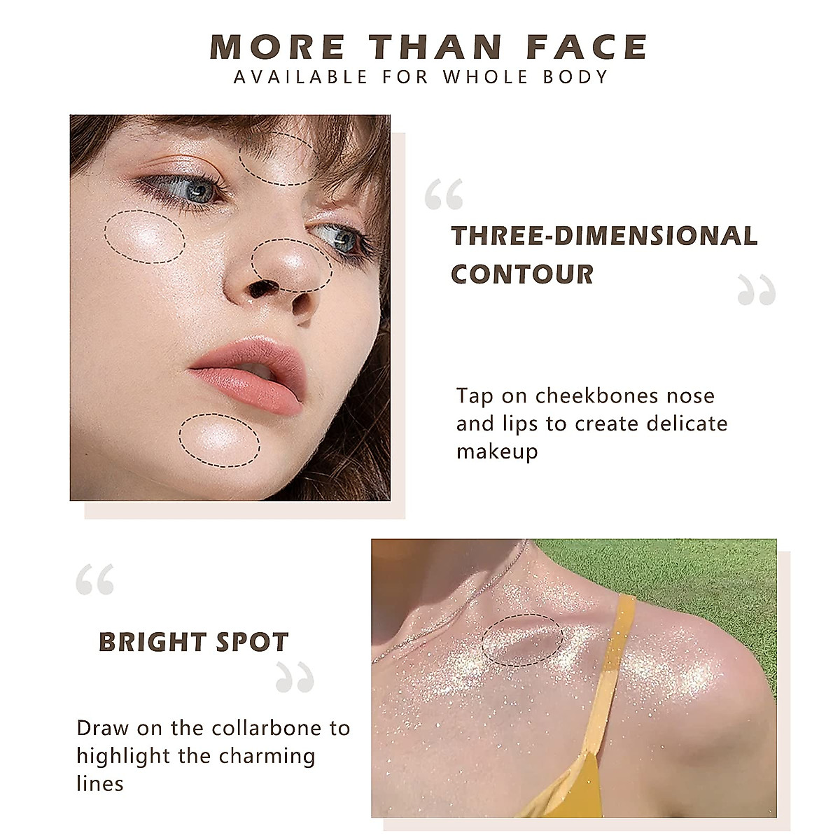 NewBang 2Pcs Highlighter Powder Spray,Glitter High Gloss Powder,Shimmer Sparkle Powder Makeup Spray, for Face Body Cosmetic