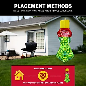 Catchmaster Japanese Beetle Traps Outdoor 6PK, Flying Insect Trap Bag with Dual Pheromone Food Lure, Hanging Bug Catcher for Backyard & Garden, Pest Control for Plants, Trees, Vegetables & Flowers