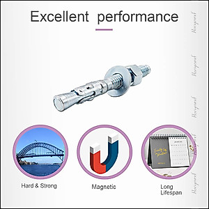 Horiznext 3/8" x 3 inch Wedge Anchor, Fastener for Cement and Concrete only, Heavy Duty zinc-Plated Carbon Steel Screw Bolt nut Expansion Head kit to Drill Wall (30 pcs)