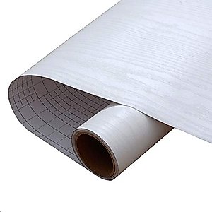 Yifely Solid White Wood Grain Shelving Paper Removable Vinyl Shelf Liner Door Table Cabinet Sticker 17.7 Inch by 9.8 Feet