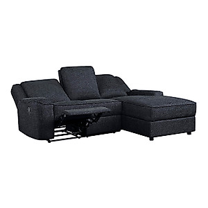 Lexicon Velsen 2-Piece Reclining Sectional Sofa with Right Chaise, Ebony