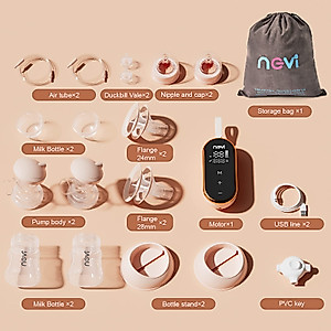 NCVI Double Electric Breast Pump, Portable Breast Pump for Breastfeeding, Breastpump 3 Modes & 12 Levels, 24/28mm Flanges, Touch Screen LED Display, Anti-Backflow, Rechargeable Battery