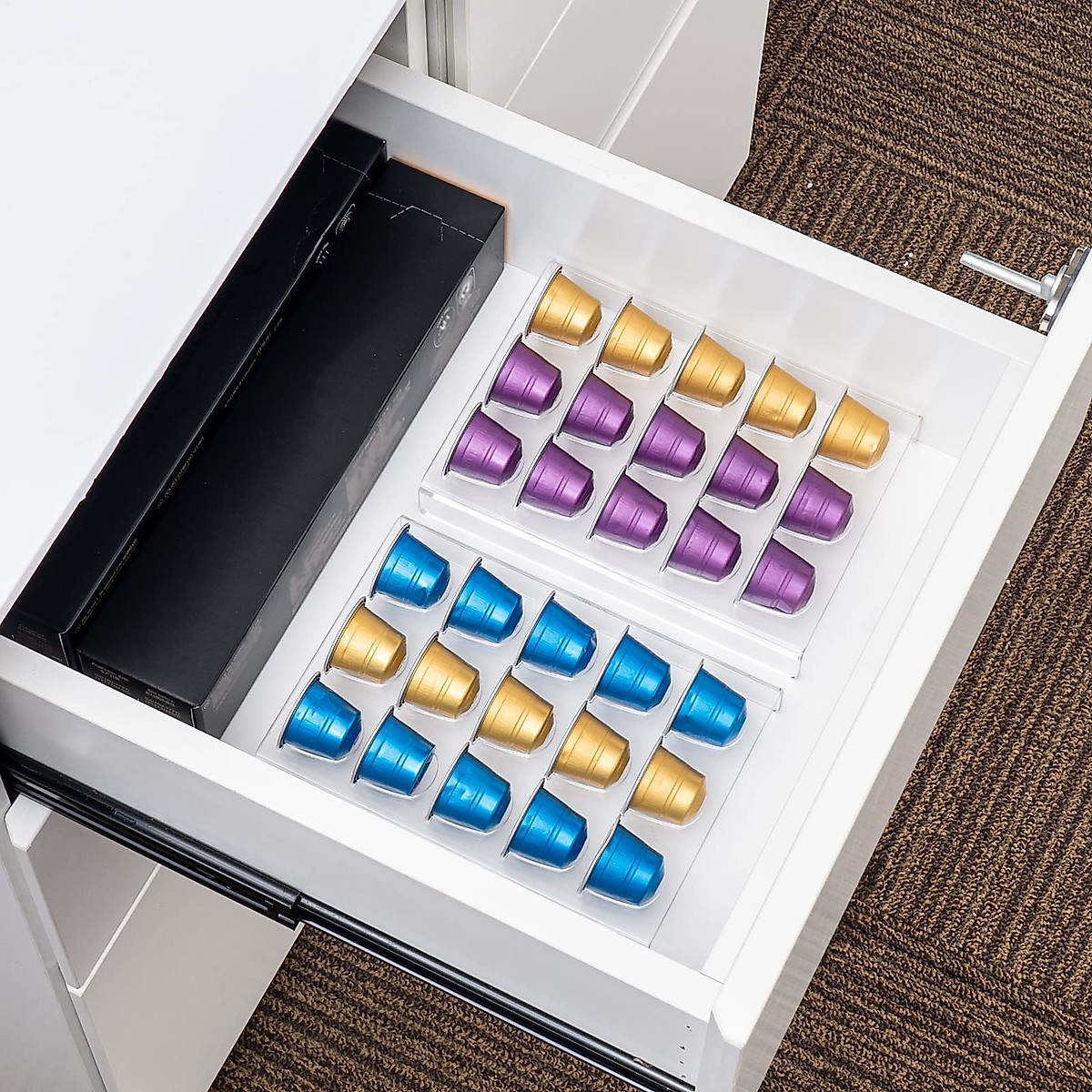 Sumerflos 2 Pack Acrylic Clear Coffee Pod Holder Organizer Tray, Coffee Pod Organizer for 15 OriginalLine Pods, Countertop or In Drawer Storage for Office, Home or Kitchen - 30 Pods