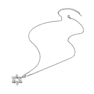 U7 Silver Star of David Necklace Religious Jewish Jewelry for Women 925 Sterling Silver Israel Necklace Pendant with Chain 18 Inch