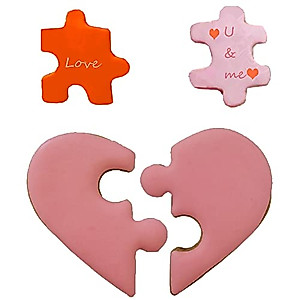 LOVE Heart Puzzle Shaped Cookie Set of 4 pcs, Stainless Steel Valentine’s Day Jigsaw Puzzle DIY Fondant Cutters