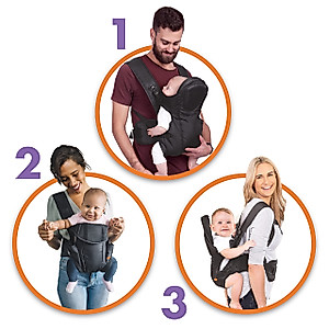 Dreambaby Manhattan Adjustable 3 in 1 Position Baby Carrier - IHDI Approved Hip Healthy - Newborns Toddlers up to 33lbs - Fits for Most Adult Sizes - Black - Model L296