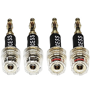 CNCESS CESS-187 Banana Plug Connect to Spade Fork Plug Speaker Cable Adapter, 4 Pack