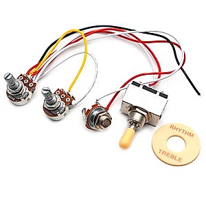 SAPHUE Guitar Wiring Harness Set Prewired 500K Pots 3 Way Toggle Switch Wiring Harness Kit with 6.35 Output for Electric Guitar