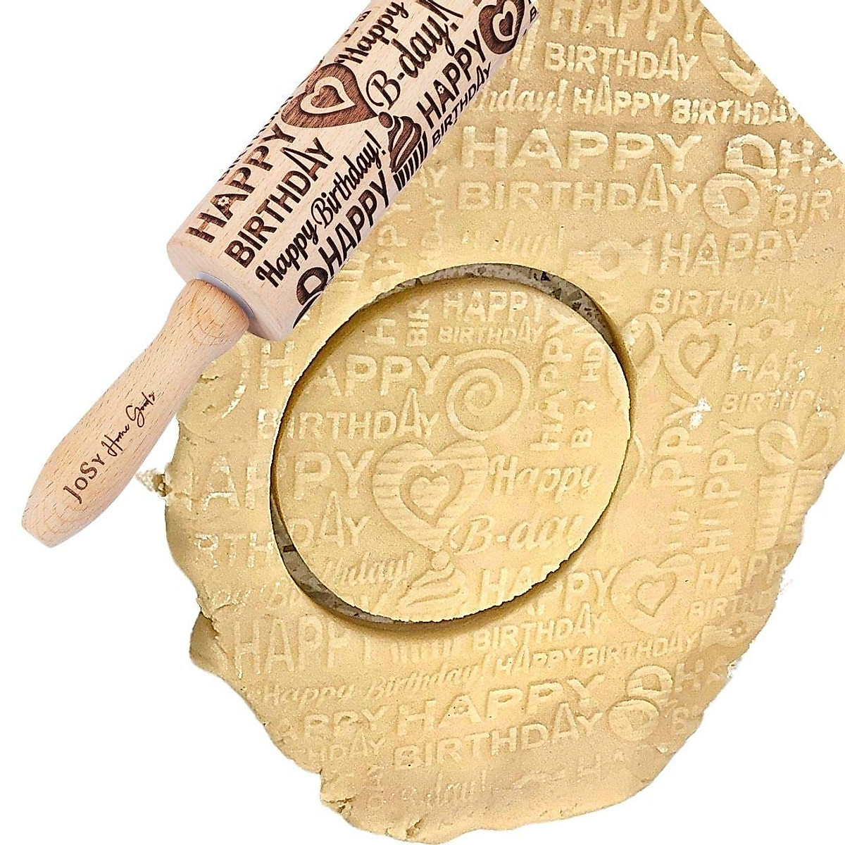 Happy Birthday Embossed Rolling Pin I EXTRA DEEP engraved rolling pin for Cookies I Rolling Pin with Design for Baking I Embossing rolling pin | Rolling Pin Made of Beech Wood I Baking rolling pin
