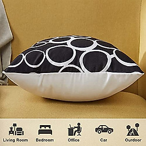 Top Finel 100% Durable Canvas Square Decorative Throw Pillows Cushion Covers Pillowcases for Sofa,Set of 6,18×18 Inch-Black