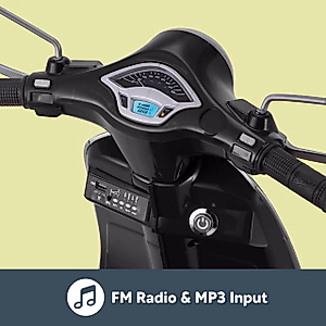 Kid Trax Toddler Vespa Scooter Electric Ride On Toy, 3-5 Years Old, 6 Volt, Max Weight 60 lbs, Black, 6V (KT1419AZA)