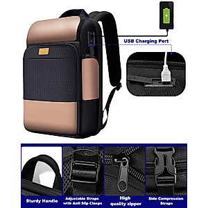 ZINZ Slim Expandable 15.6 inch Versatile Travel Laptop Backpack with Patented Foldable Shoulder Pockets and USB, Anti-Theft Business Backpack for School/Work/Hiking/Camping for Men Women,Black