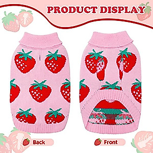 SCIROKKO Dog Sweaters for Small Dogs - Cute Girl Dog Clothes Knitwear Warm Puppy Winter Sweater, Pink Strawberry