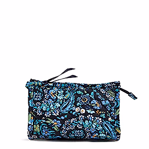 Vera Bradley Women's Cotton Mini Trapeze Cosmetic Makeup Organizer Bag, Dreamer Paisley - Recycled Cotton, One Size