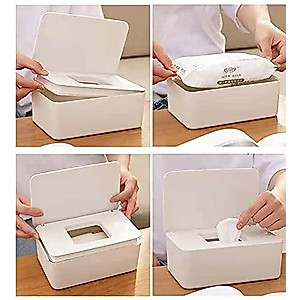 Baby Wipe Dispenser Holder, Baby Wipes Case, Baby Wipe Holder Keeps Diaper Wipes Fresh, Easy Open & Close Wipe Container (White)