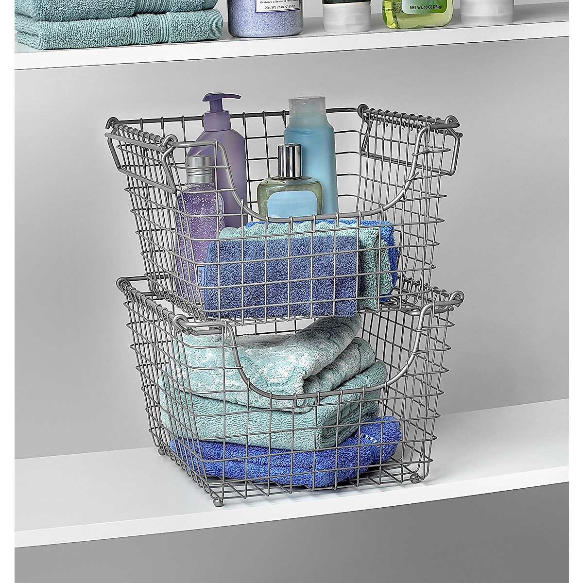 Spectrum Diversified Scoop Stacking Storage Basket, Medium, Satin Nickel (03277)