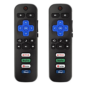 New Universal TV Remote - Compatible with Roku TVs, Including TCL, Hisense, and Onn (Pack of 2) - Not for Roku Stick and Box