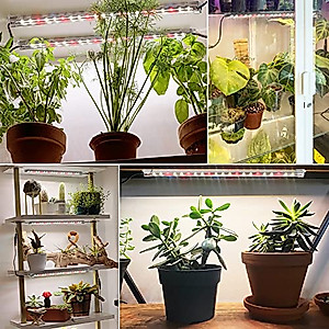 YASBED LED Grow Light for Indoor Plants, 5500k & Red LED Full Spectrum Plant Grow Light Strips with Timer 3/6/12Hours/Dual Channel/4 Dimmable Level for Gardening Seedling Hydroponics, 6 Pack