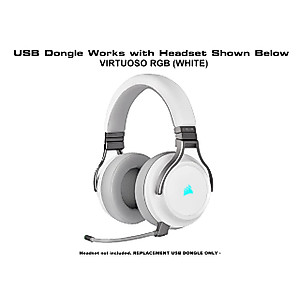 Corsair Virtuoso RGB Replacement Dongle Plug USB Receiver Transceiver Adapter RDA0023 CA-9011186 (Works with White/Silver RGB Virtuoso Wireless Headset Only) (for Headset Version v0.17.149 Only)