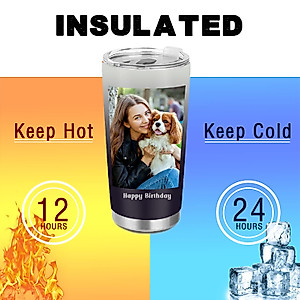 YESCUSTOM Personalized Tumbler with Photo Text, Gradient Pictures Stainless Steel Insulated Tumblers Coffee Travel Mug, Custom Gifts for Anniversary Surprise Birthday for Dad, Mom, Friend-20 Oz