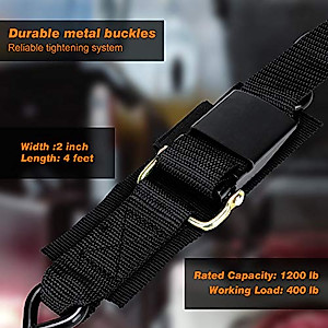 WELLUCK Boat Trailer Transom Tie Downs Straps 1200 LBS, 2" x 4' Adjustable Boat Buckle Transom Tie Downs to Trailer, Marine, Jet ski, Pontoon, with Quick Release Buckle & Anti-Scratch Hooks