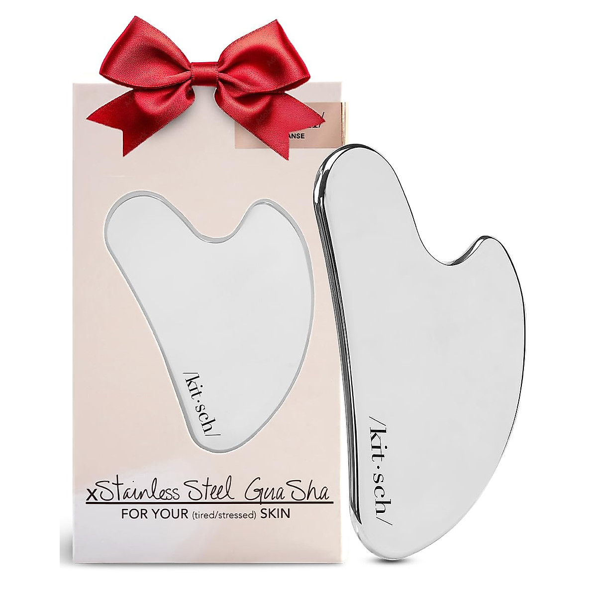 Kitsch Stainless Steel Gua Sha Facial Tools, Lymphatic Drainage Massager for Face, Chin & Jawline Sculpting, Body Guasha Tool for Muscle Tension, Manual Massage Stick for Skin Care Gifts for Mom Women