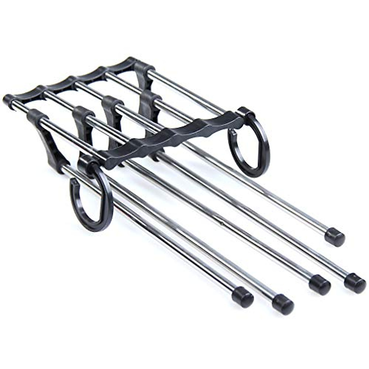 TOPBATHY Hook Hanger Retractable Pants Hangers 5 Layers Stainless Steel Non Slip Pants Hangers Space Saving Clothes Slack Hangers Black Coat Hangers