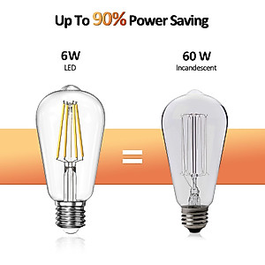 CRIRY Dimmable Edison LED Light Bulbs 60 Watt Equivalent, 6W 2700K Warm Light E26 LED Bulbs for Table Lamp Bathroom Vanity Outdoor Wall Light ST58, 750LM, E26 Base, 4Packs
