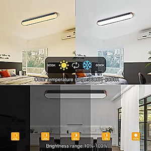 EDISLIVE Dimmable LED Ceiling Light with Remote Control 3000K-6000K Minimalist Modern Wood Flush Mount Ceiling Light Low Profile Light Fixture Grey