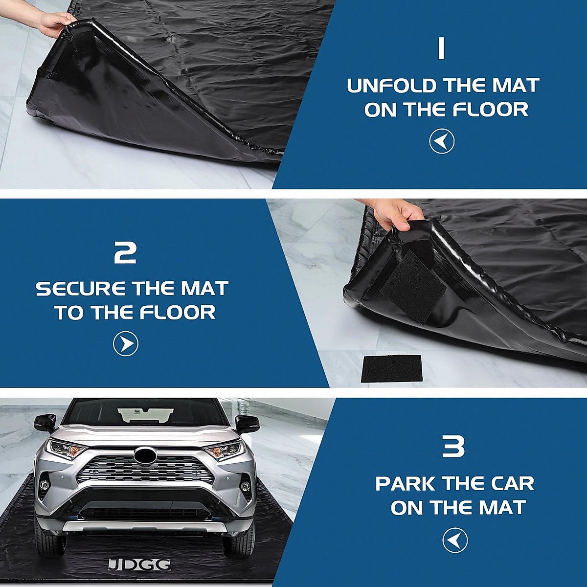 Waterproof Garage Floor Mat for Under Car, 7'9"x18' Heavy Duty Containment Mat with Free Floor Squeegee, Protects Garage Floor from Snow, Slush, Water, Mud and Oil